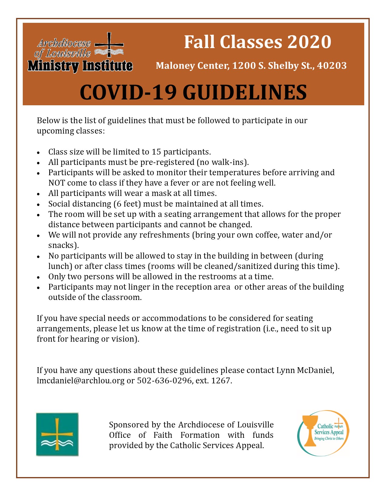 Fall Classes 2020 | Formed In Faith