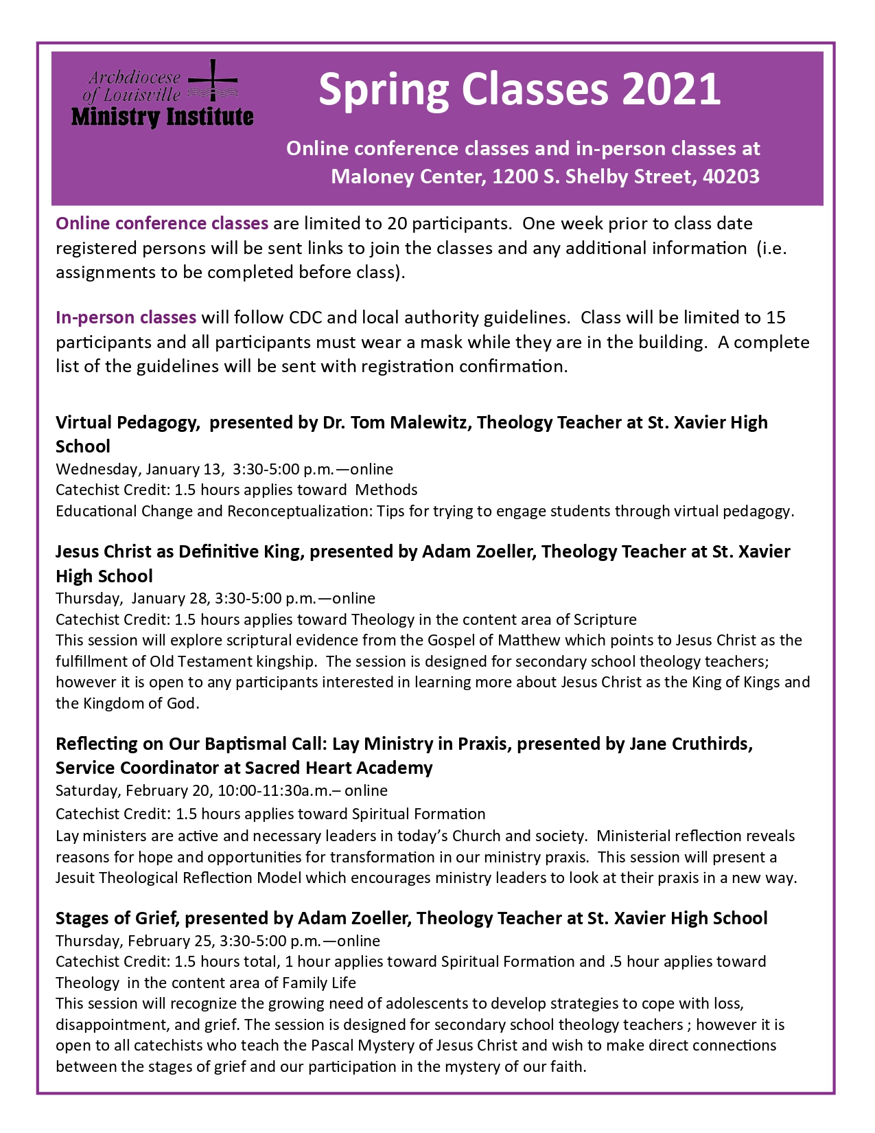 ALMI Spring Classes | Formed In Faith